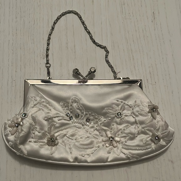 Bags | Small White Hand Purse With Rhinestones | Poshmark